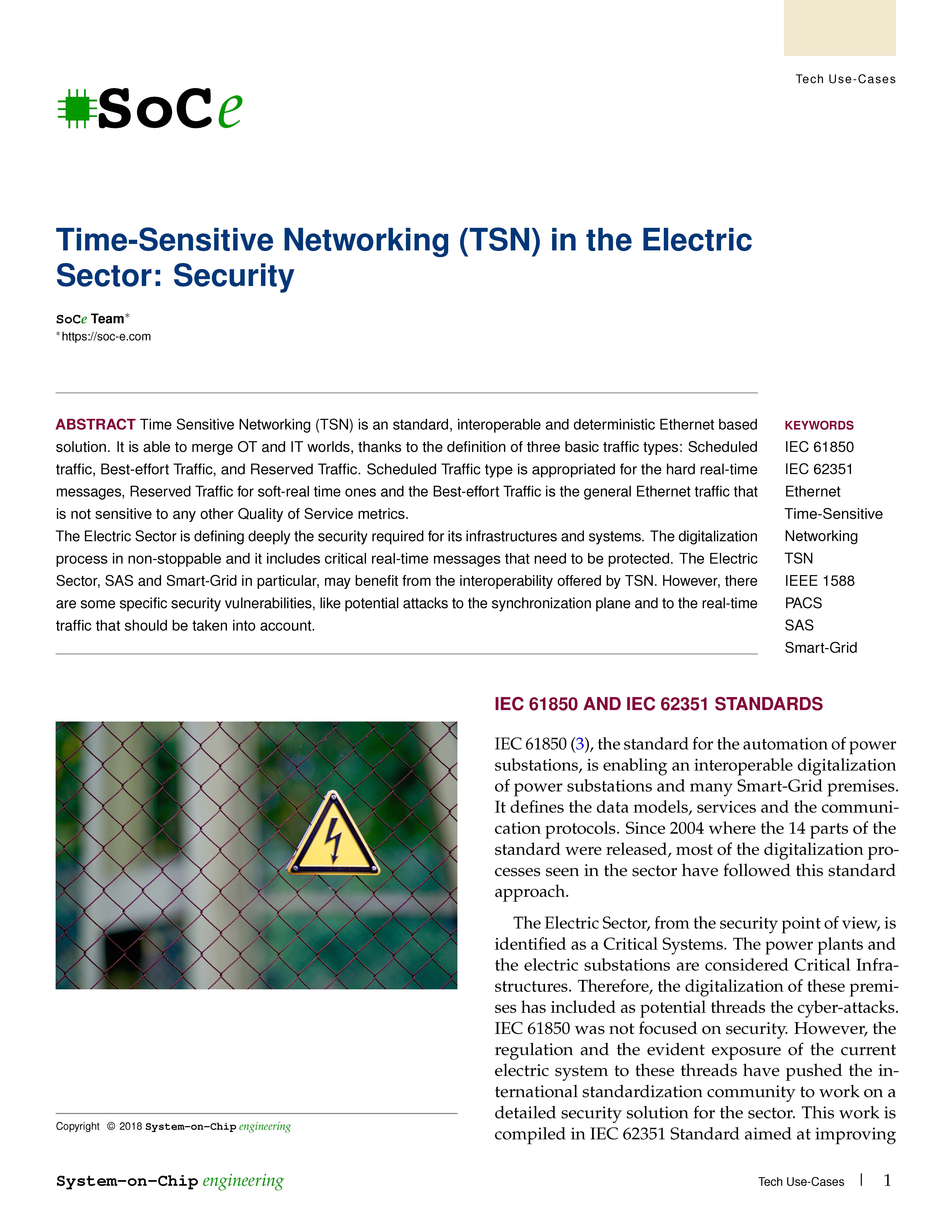 Tech Use-Case: Time-Sensitive Networking (TSN) in the Electric Sector ...